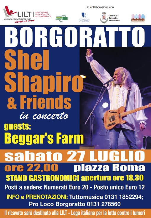 Sabato 27 luglio il concerto di Shel Shapiro a Borgoratto per sostenere ...