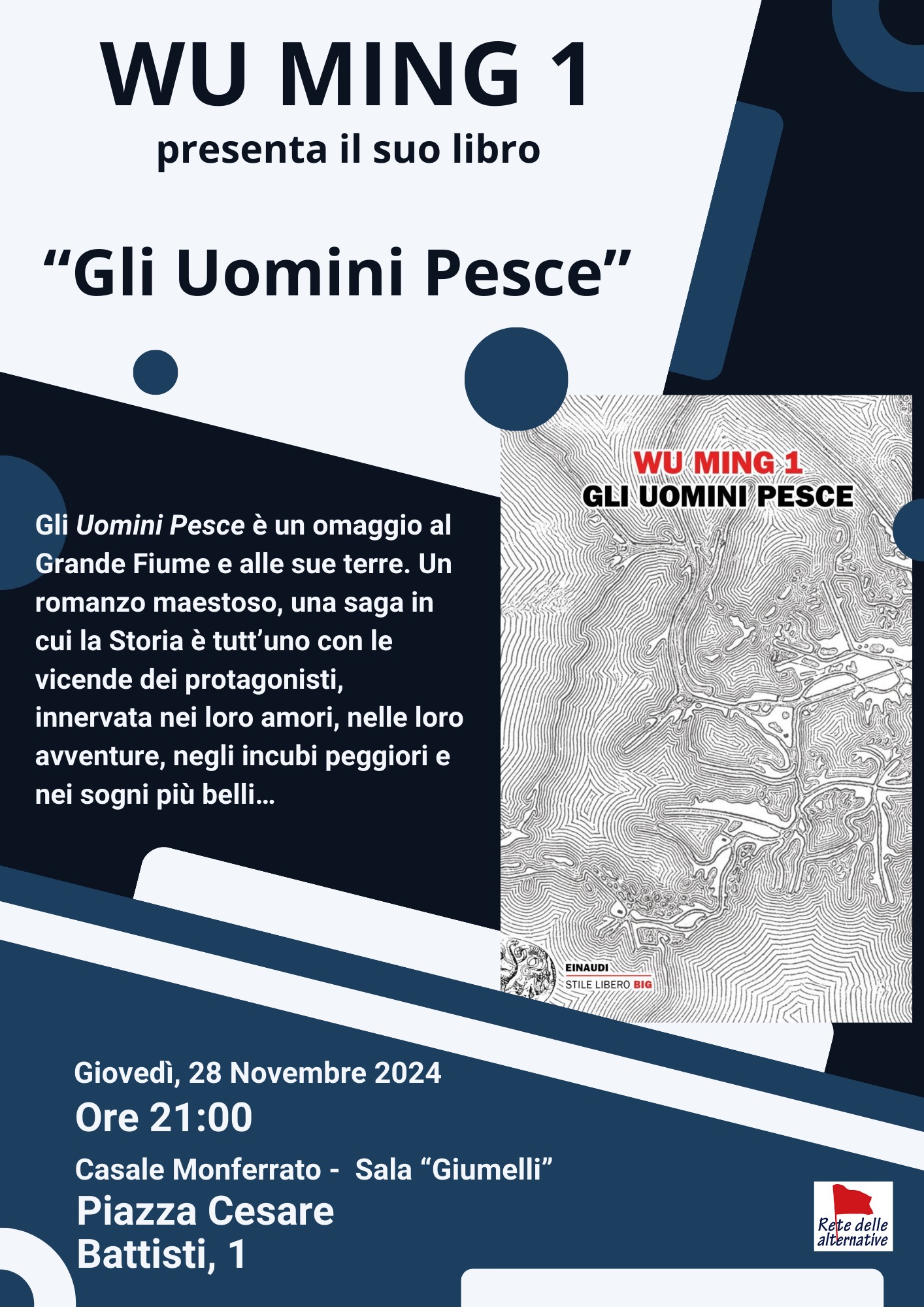 A Casale Wu Ming 1 presenta il suo libro "Gli uomini pesce"