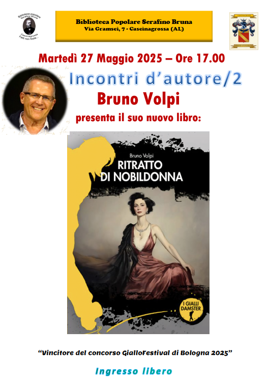 Martedì 27 maggio incontro con lo scrittore Bruno Volpi