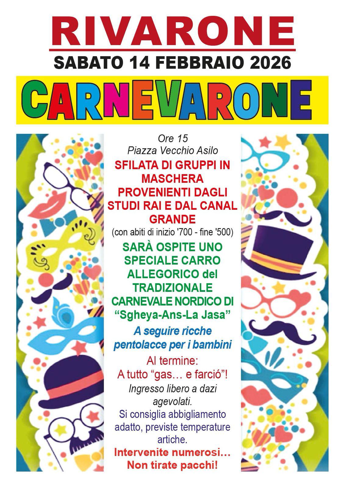 Sabato 14 febbraio torna il “Carnevarone” a Rivarone